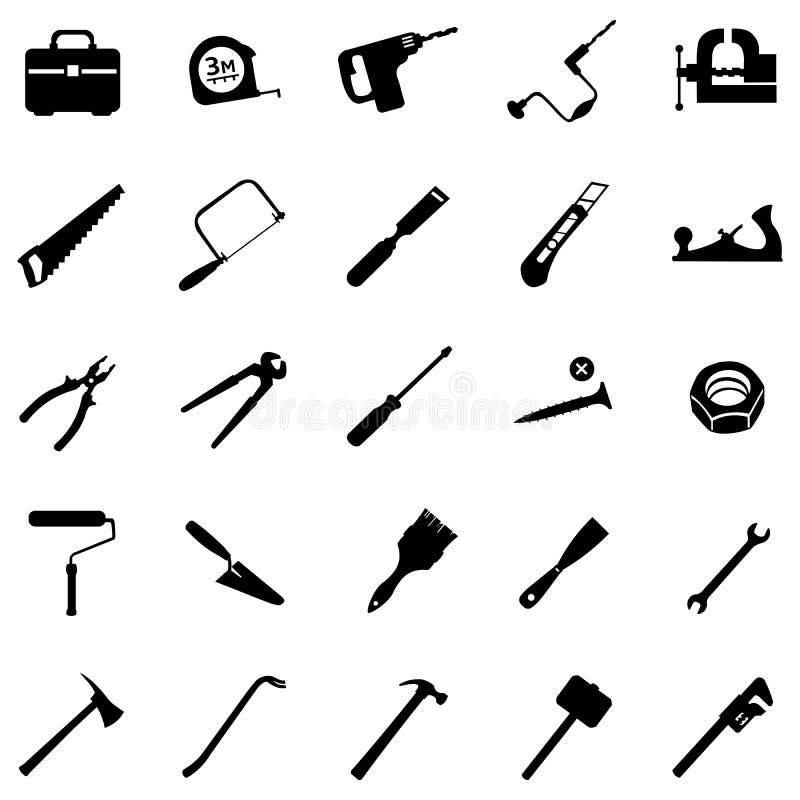 Vector Set of 25 Tool Icons Stock Vector - Illustration of icon ...