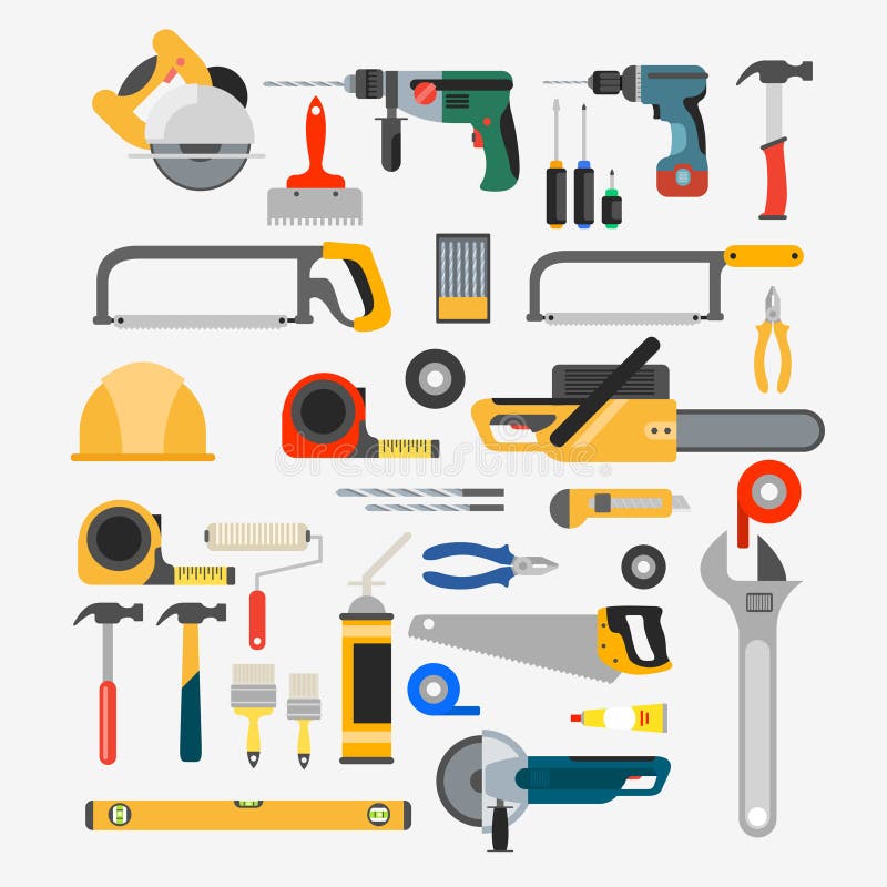 Vector Set of Tools for Repair Stock Illustration - Illustration of ...