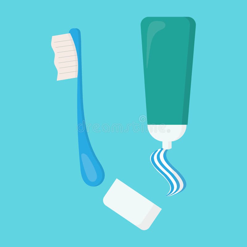 Vector Set of Toothpaste and Toothbrush in Flat Style Stock Vector ...