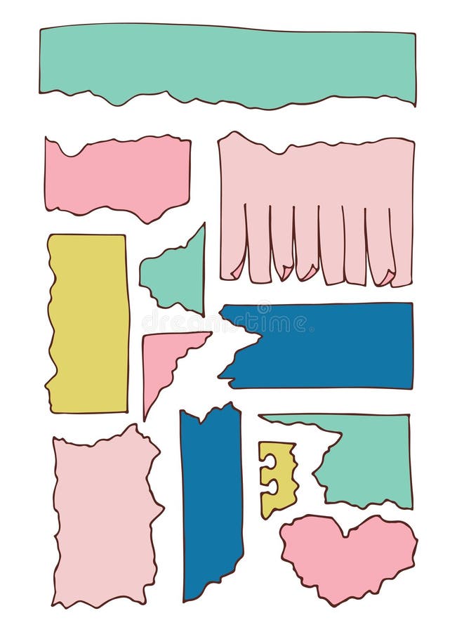 Vector Set of Torn Paper Sheets. Paper Notes, Stickers, Sheets. Writing ...