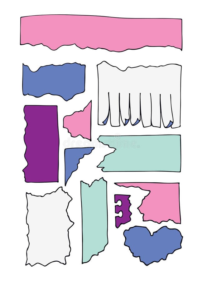 Vector Set of Torn Paper Sheets. Paper Notes, Stickers, Sheets. Writing ...