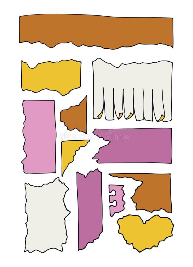 Vector Set of Torn Paper Sheets. Paper Notes, Stickers, Sheets. Writing ...
