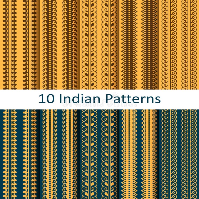 Vector Set with Traditional Seamless Vector Indian Patterns Stock ...