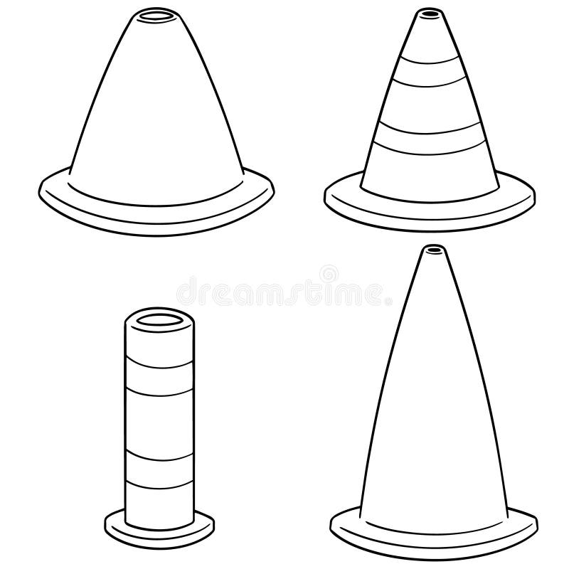 Vector set of traffic cone stock vector. Illustration of hand - 119297303