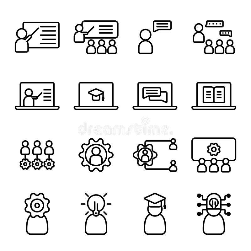 Vector Set of Training Education Icons. Line Icons Team and Training ...