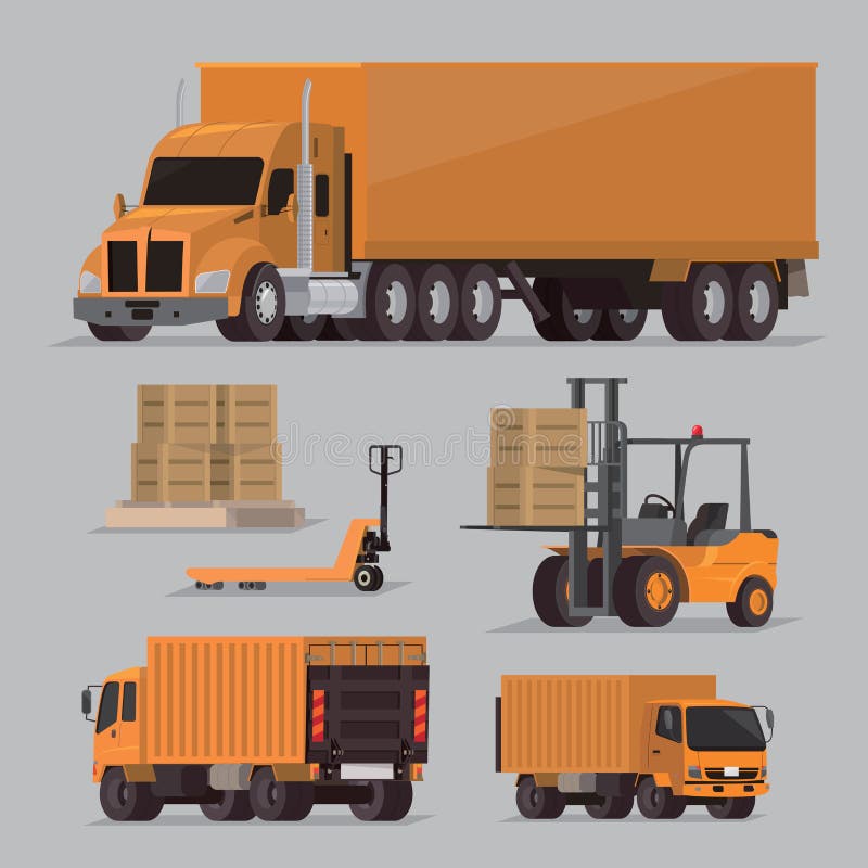 Vector Set of Transportation Cargo Vehicles Stock Vector - Illustration ...
