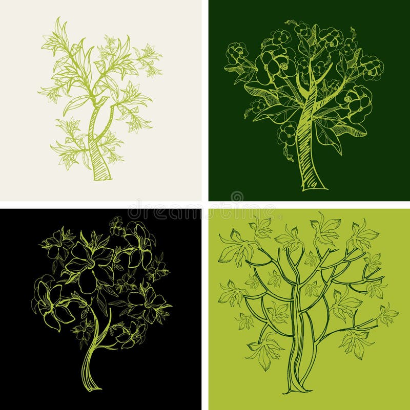 Vector set of trees stock vector. Illustration of bright - 24328441