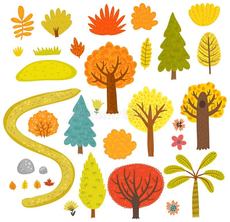 Forest Collection Vector Set of Trees. Stock Vector - Illustration of ...