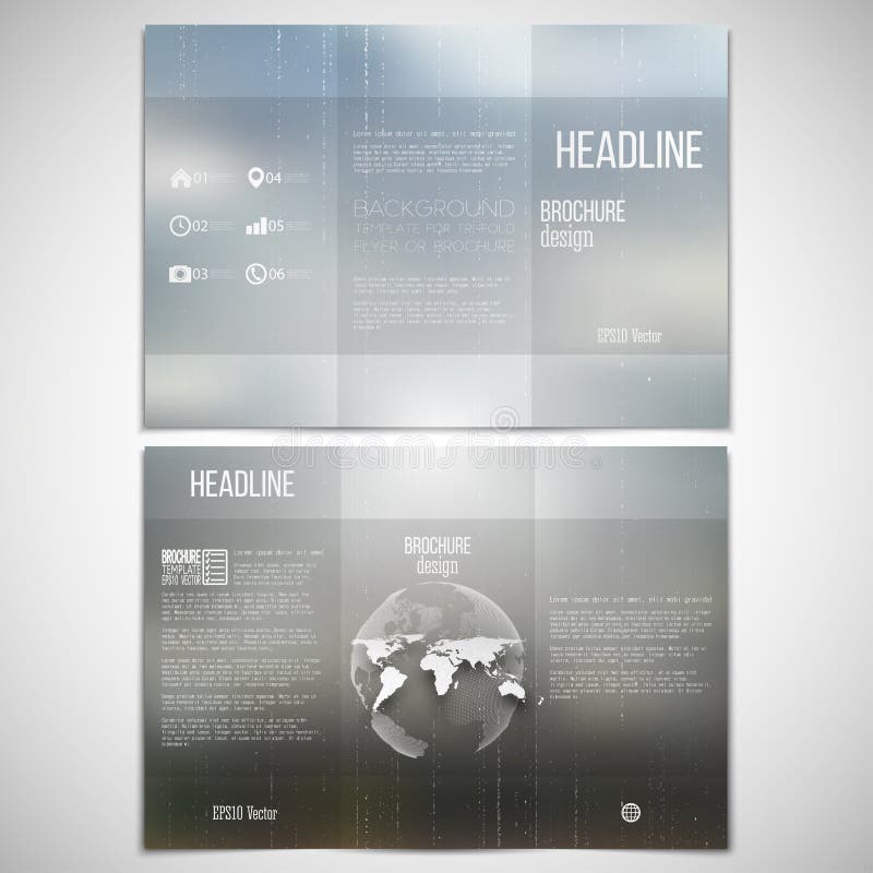 Vector Set of Tri-fold Brochure Design Template on Both Sides with ...