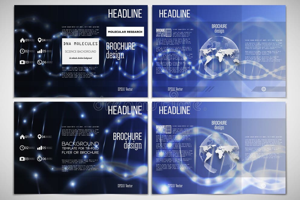 Vector Set of Tri-fold Brochure Design Template on Both Sides with ...