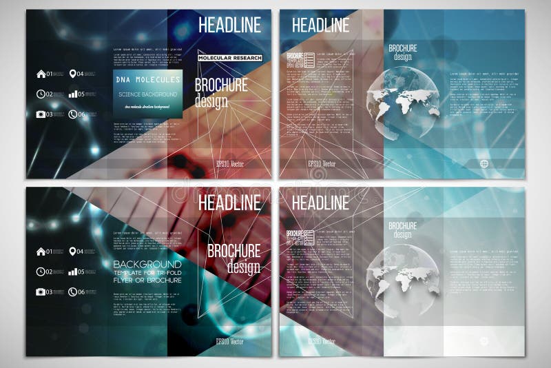 Vector Set of Tri-fold Brochure Design Template on Both Sides with ...