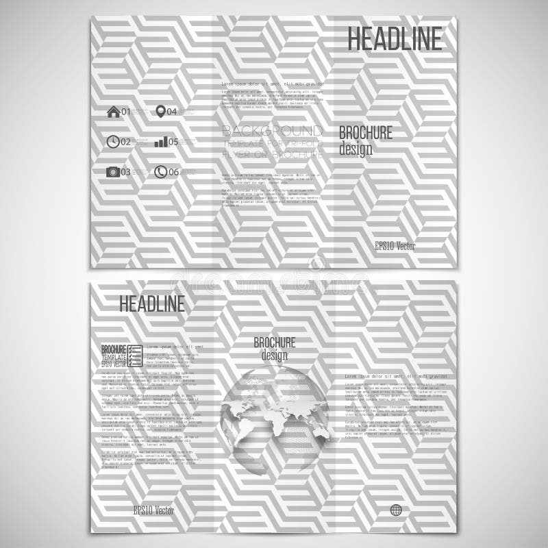 Vector Set of Tri-fold Brochure Design Template on Both Sides with ...