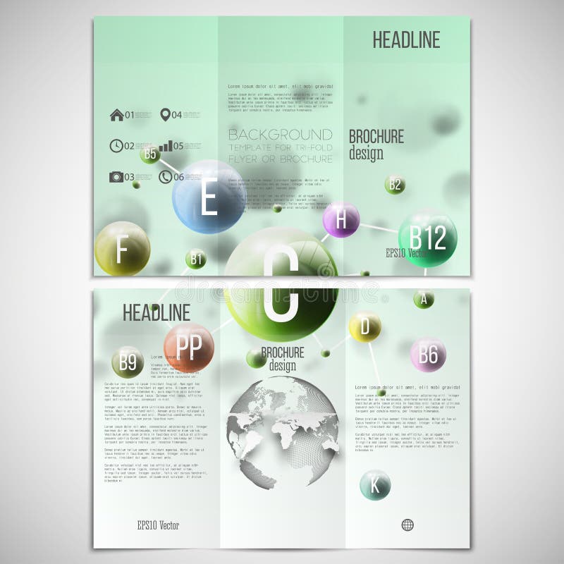 Vector Set of Tri-fold Brochure Design Template on Both Sides with ...