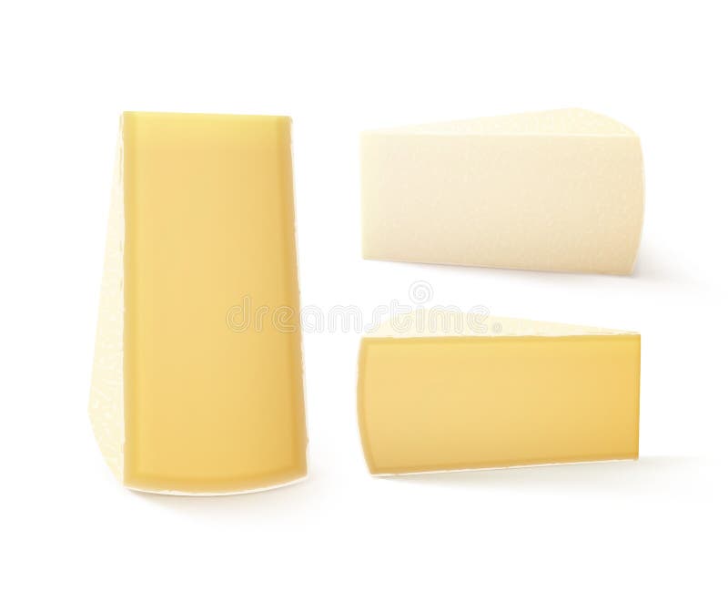 Triangular Pieces of Swiss Cheese on Background Stock Vector ...