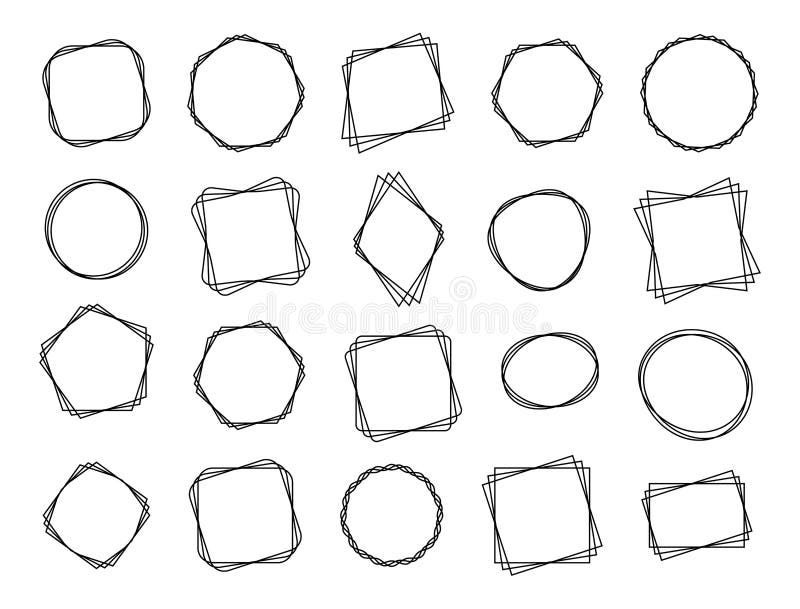 Vector Set of Triple Line Frames Stock Vector - Illustration of label ...