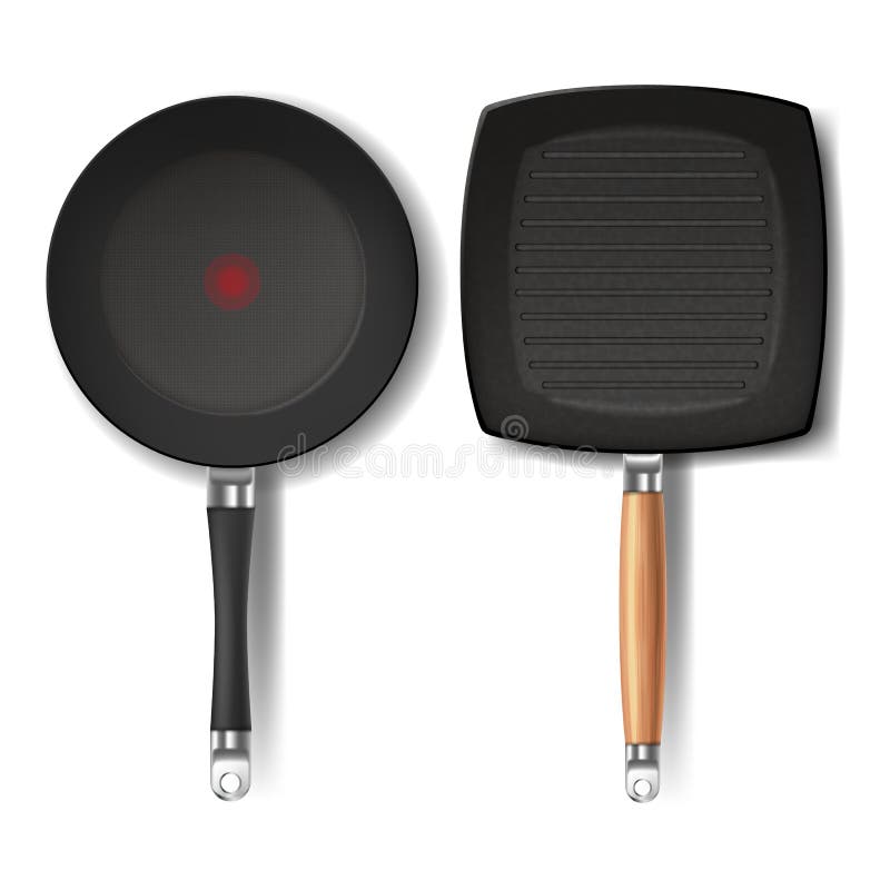 Vector Set with Two Realistic Black Frying Pans Stock Vector ...
