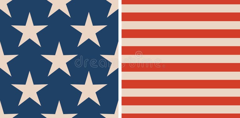 Vector Set of Two Seamless Patterns in Patriotic American Style for 4th ...