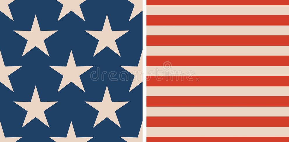 Vector Set of Two Seamless Patterns in Patriotic American Style for 4th ...