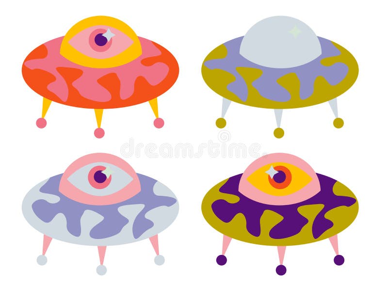 Vector Set UFO, Modern Flat Icon Isolated on White Stock Vector ...