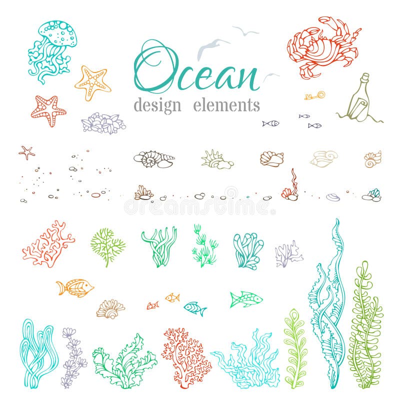 Vector Set of Underwater Sea/ocean Design Elements. Stock Vector ...