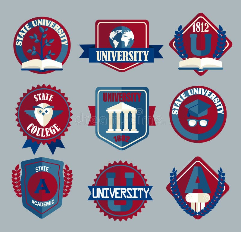 Vector Set of University and College School Badges. Stock Vector ...