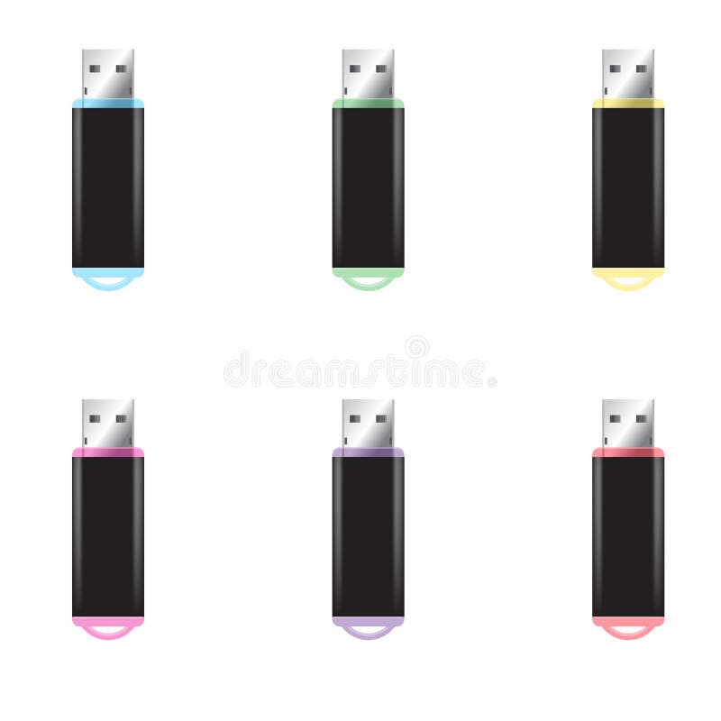 Vector Set of USB Flash Drive Isolated Stock Vector - Illustration of ...