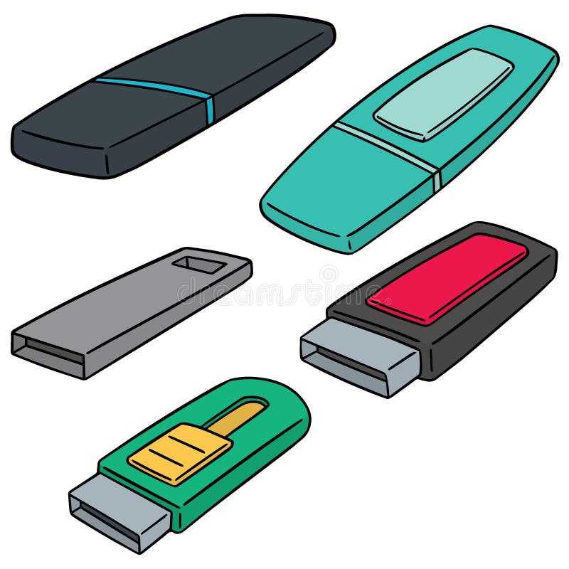 Vector Set of Usb Flash Drive Stock Vector - Illustration of disk ...