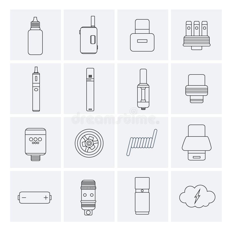 Vector Set of Vape Icons. stock vector. Illustration of habit - 61815010