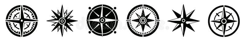 Vector Set of Variations of the Geo Mark Wind Rose. Vector Compass ...