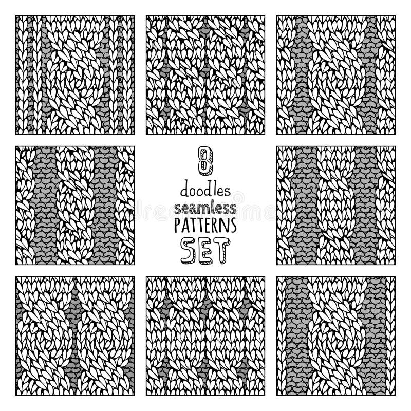 Vector Set of Various Doodles Cable Stitch Patterns. Stock Vector ...