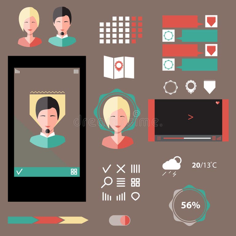 Vector Set of Various Elements Used for User Interface Projects, UI Stock Vector - Illustration ...