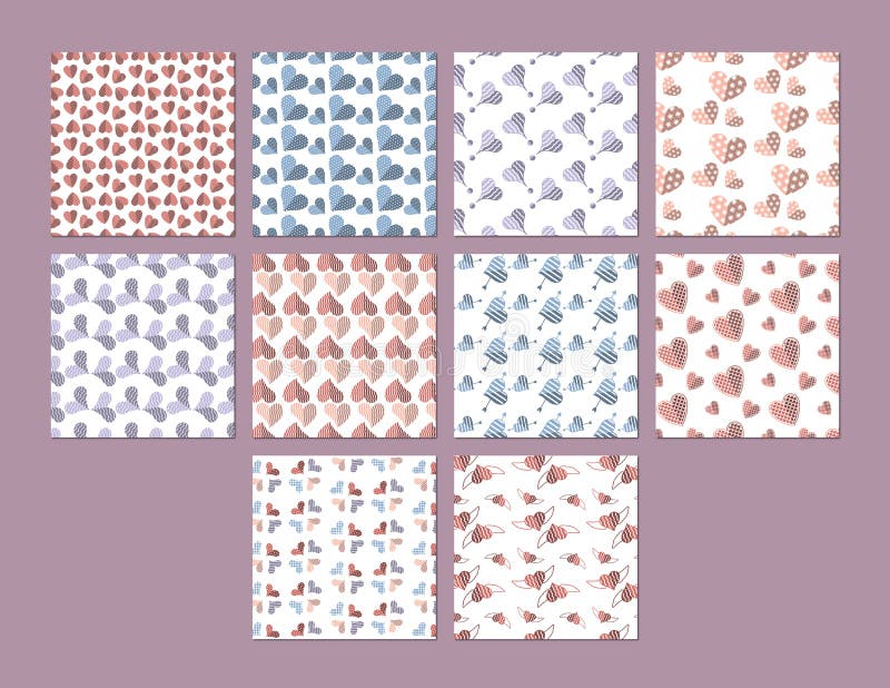 Vector Set for Various Heart Shape Patterns Stock Vector - Illustration ...