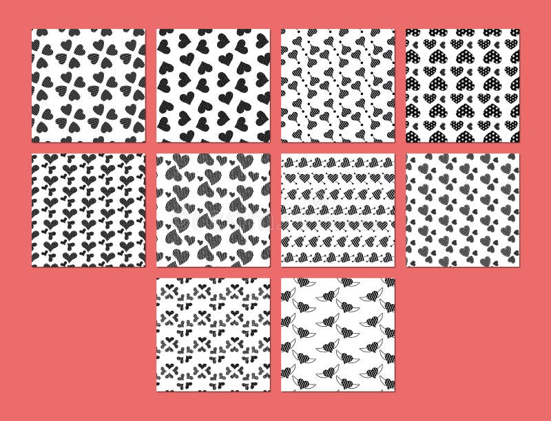 Vector Set for Various Heart Shape Patterns Stock Vector - Illustration ...