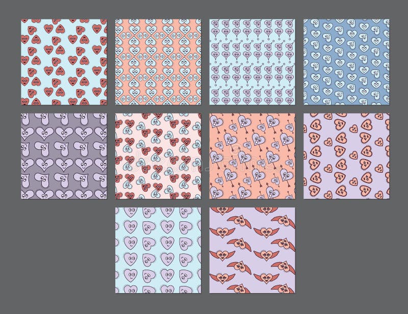 Vector Set for Various Heart Shape Patterns Stock Vector - Illustration ...