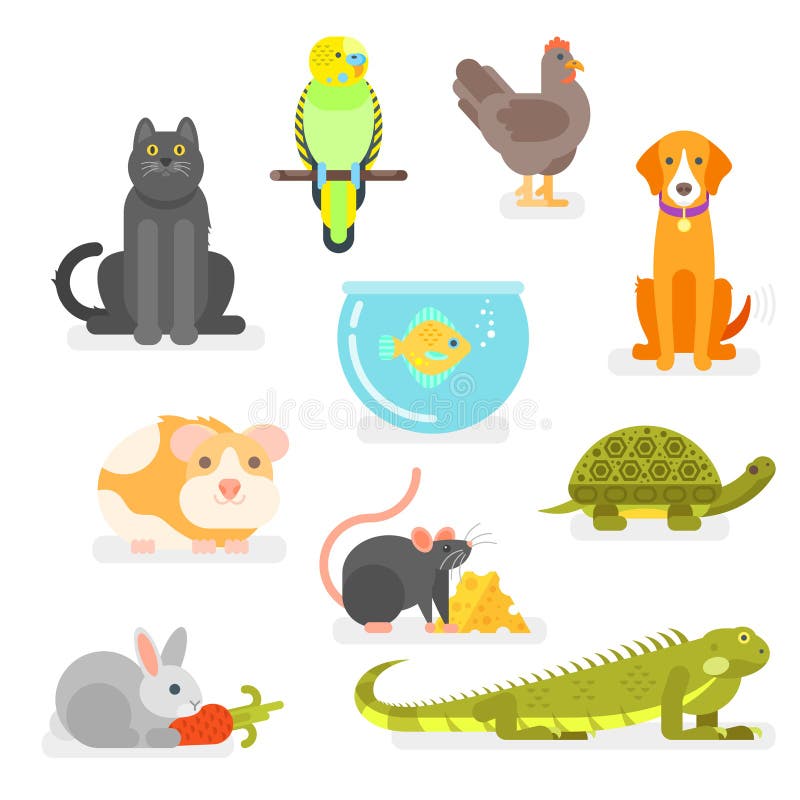 Set of pets illustration stock vector. Illustration of drawn - 65626485