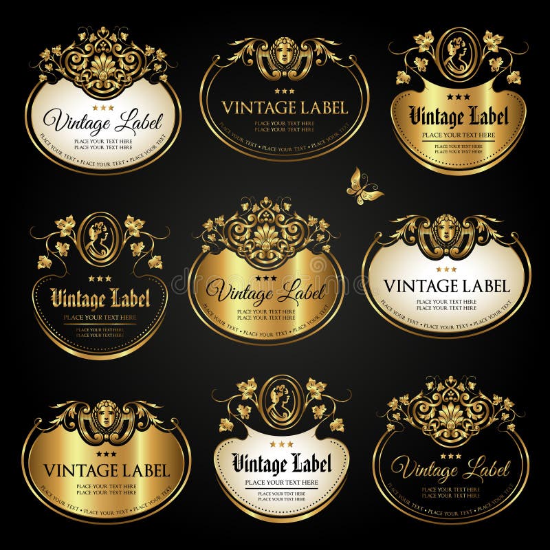 Vector Set of Various Labels in Luxury Gold Style Stock Vector ...