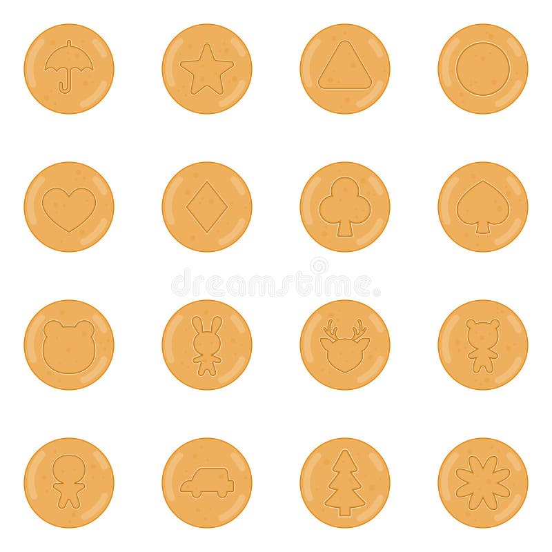 Vector Set with Various Shapes Candies Dalgona Stock Vector ...