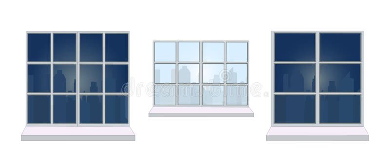Vector Set of Various Window Frames, View from Window - Different ...