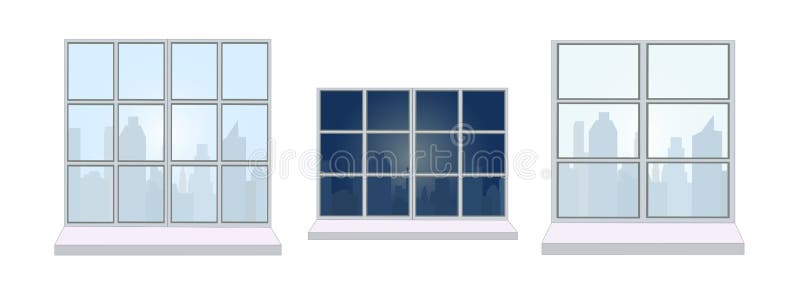 Vector Set of Various Window Frames, View from Window - Different ...