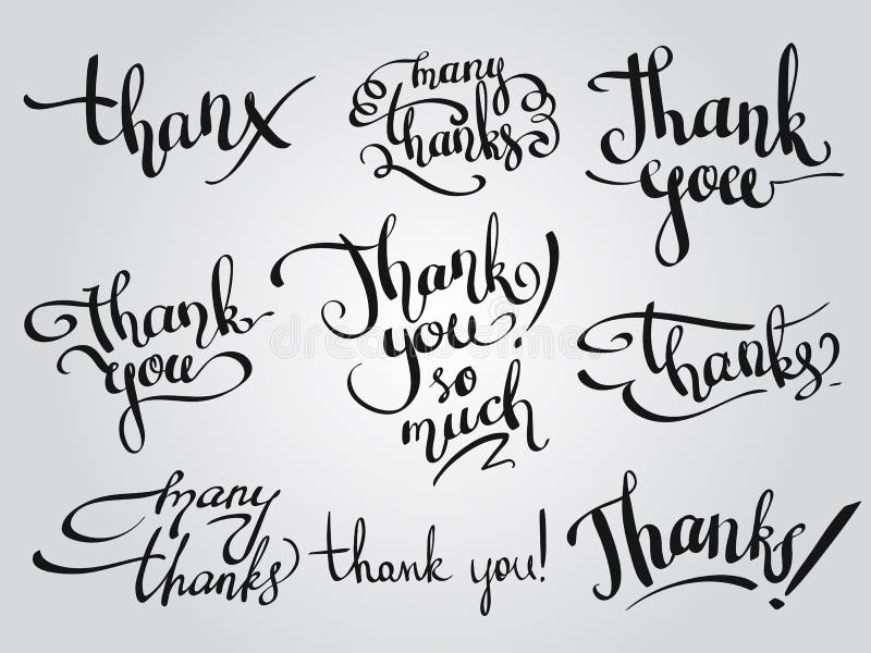 Vector Set of Variously Hand Written Words Thank You Stock Vector ...
