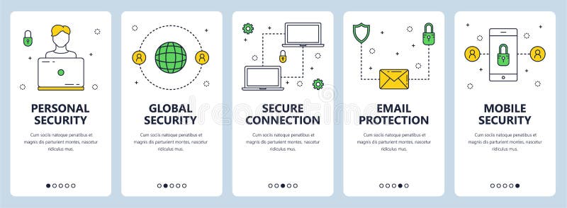 Vector Modern Thin Line Personal Security Concept Web Banner Set Stock ...
