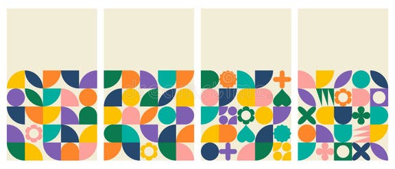 Vector Set of Vertical Geometric Poster. Backgrounds with Geometric ...