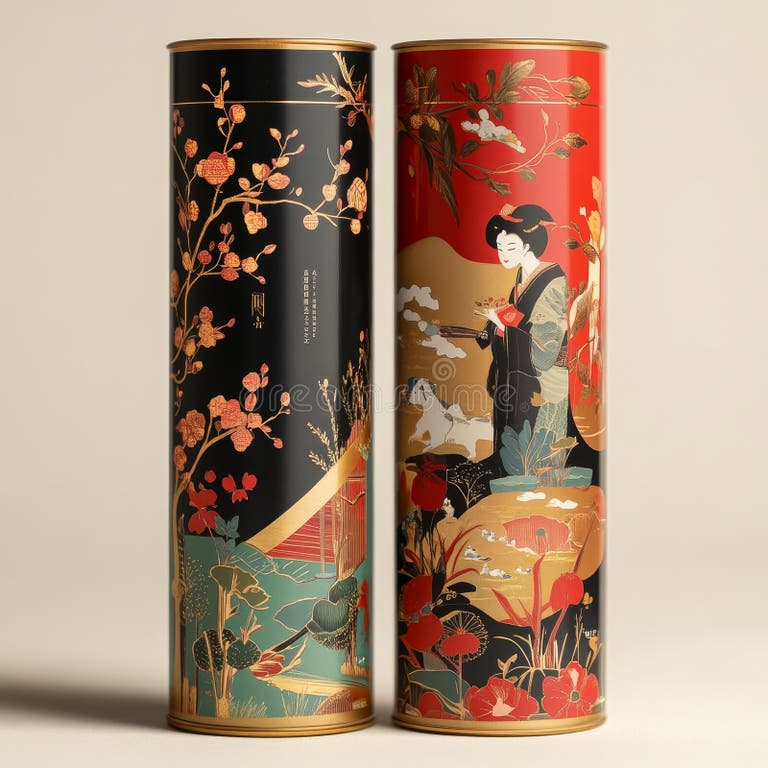 Vector Set of Vertical Gift Boxes with Gold and Black Floral Pattern ...