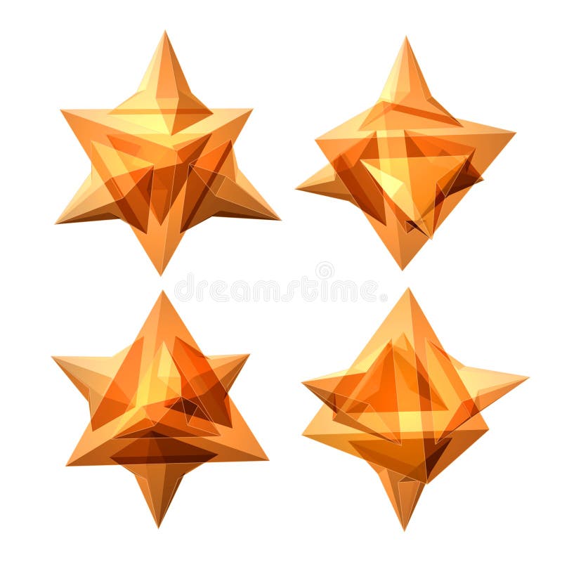 Vector Set of Views of Transparent Complex Geometric Shape Stock Vector ...