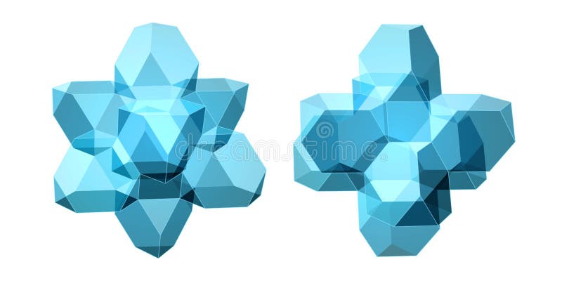 Vector Set of Views of Transparent Complex Geometric Shape Stock Vector ...