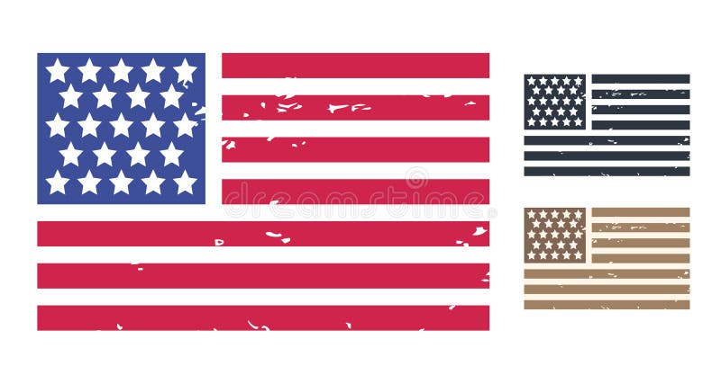 Vector Set of Vintage American Flags. Vintage Vector Set of USA Flags ...