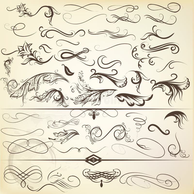 Set of Vintage Calligraphic Design Elements and Vector Page Decorations ... Set of Vintage Calligraphic Design Elements and Vector Page Decorations ...