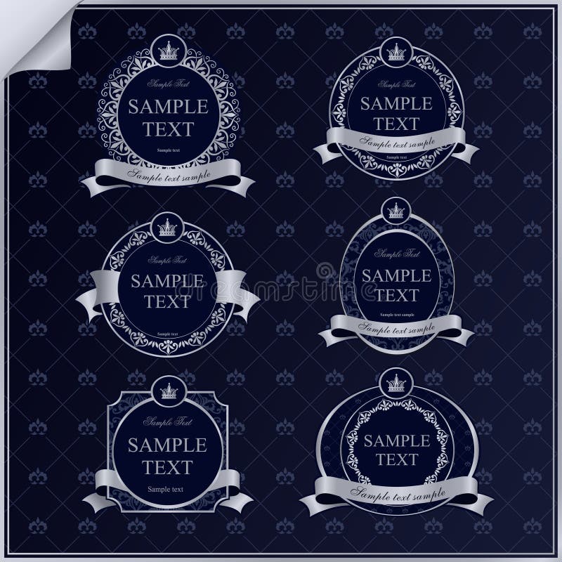 Vintage Vector Set of Black Frame Label with Gold Stock Vector ...