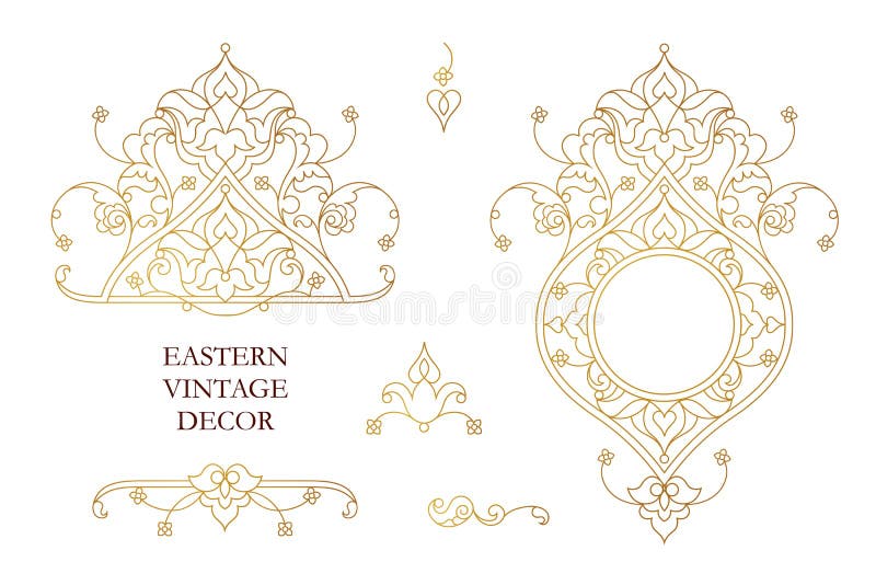 Vector Set of Vintage Decor in Eastern Style. Stock Vector ...