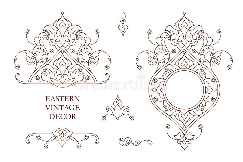 Vector Set of Vintage Decor in Eastern Style. Stock Vector ...